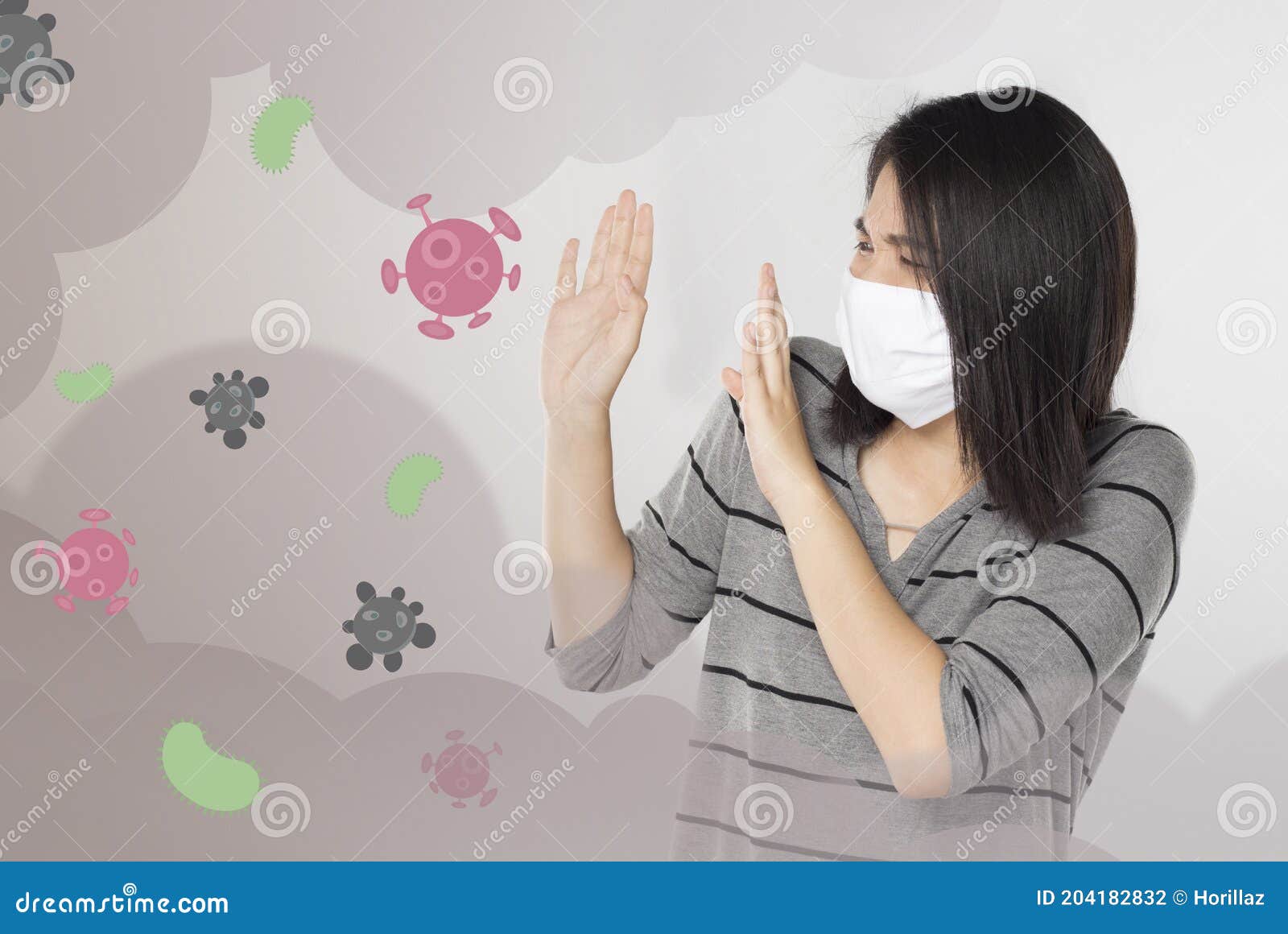 Woman Feel Scared Virus and Bacteria Stock Photo - Image of medic ...