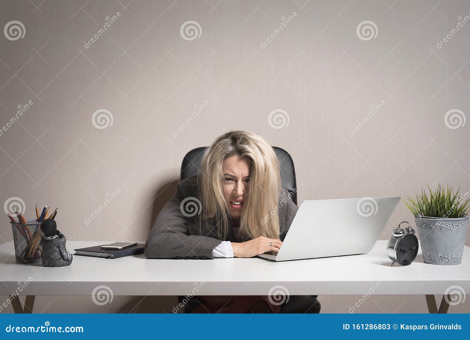 Woman Feeling Exhausted at Work Stock Image - Image of night ...