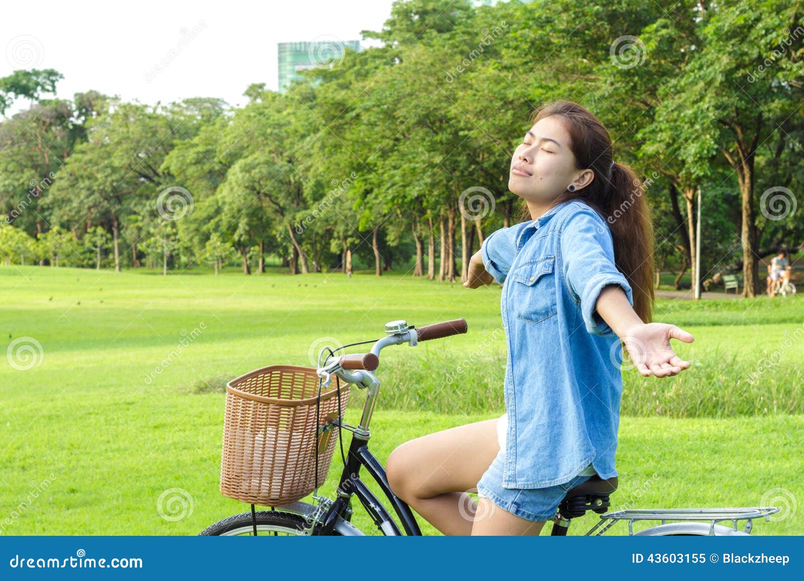 Woman Feeling Fresh in Park on Summer Day Stock Image - Image of park ...