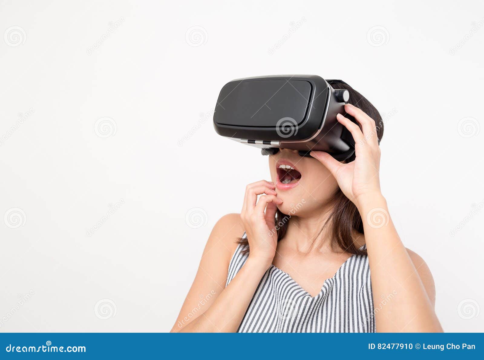 Woman Feeling Scary with Using Virtual Reality Headset Stock Photo ...