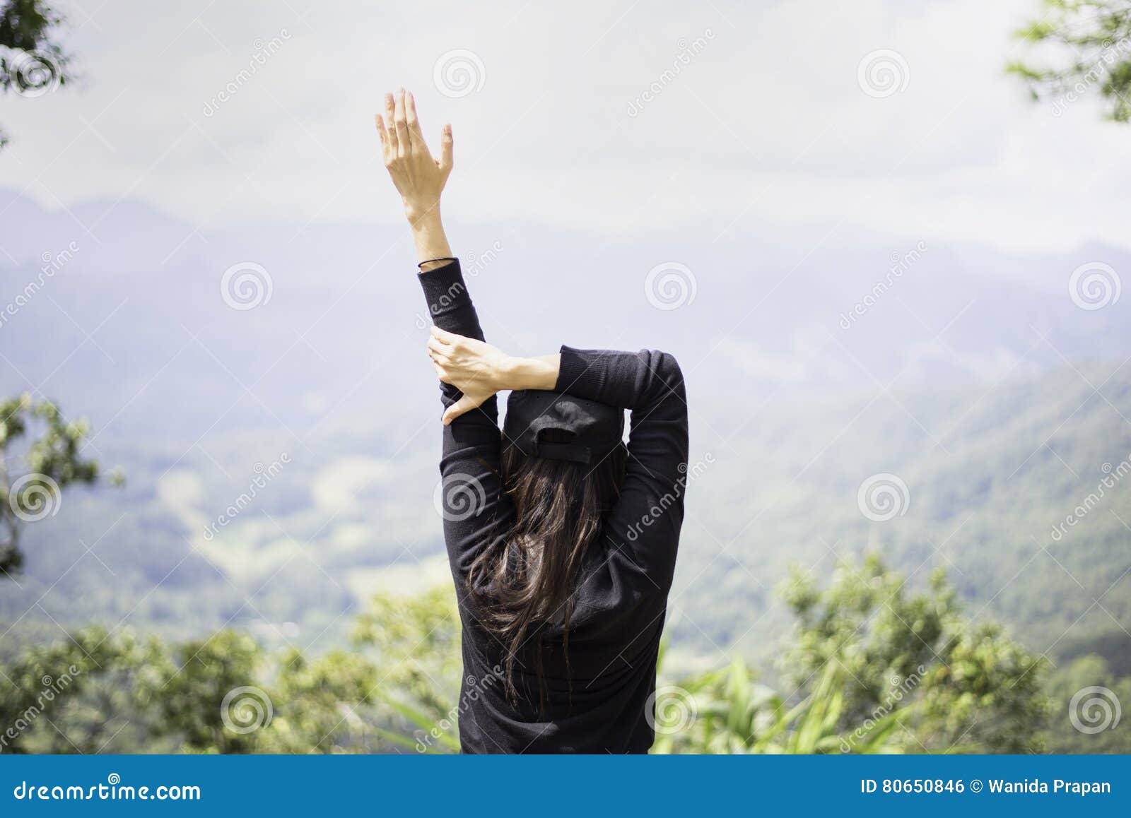 Woman Feeling Victorious Facing on the Mountain, Stock Photo - Image of ...
