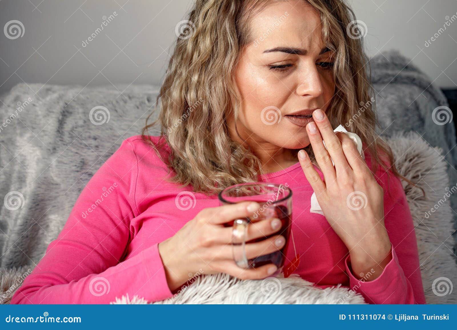 Woman Feels Sick and Unwell in Bed Stock Photo - Image of lemon ...