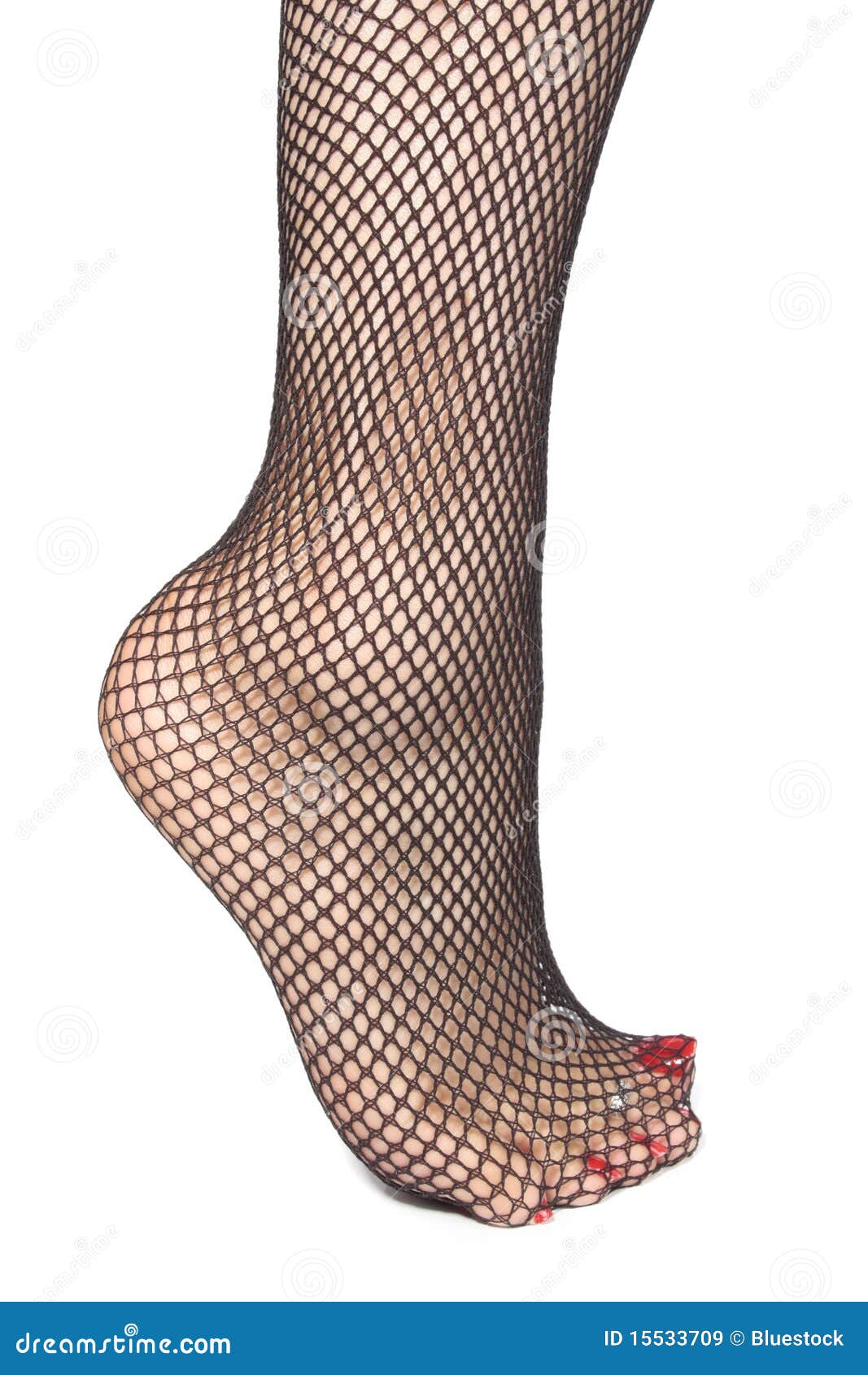 Woman Feet with Fishnet Tights Over White Stock Image - Image of pure ...
