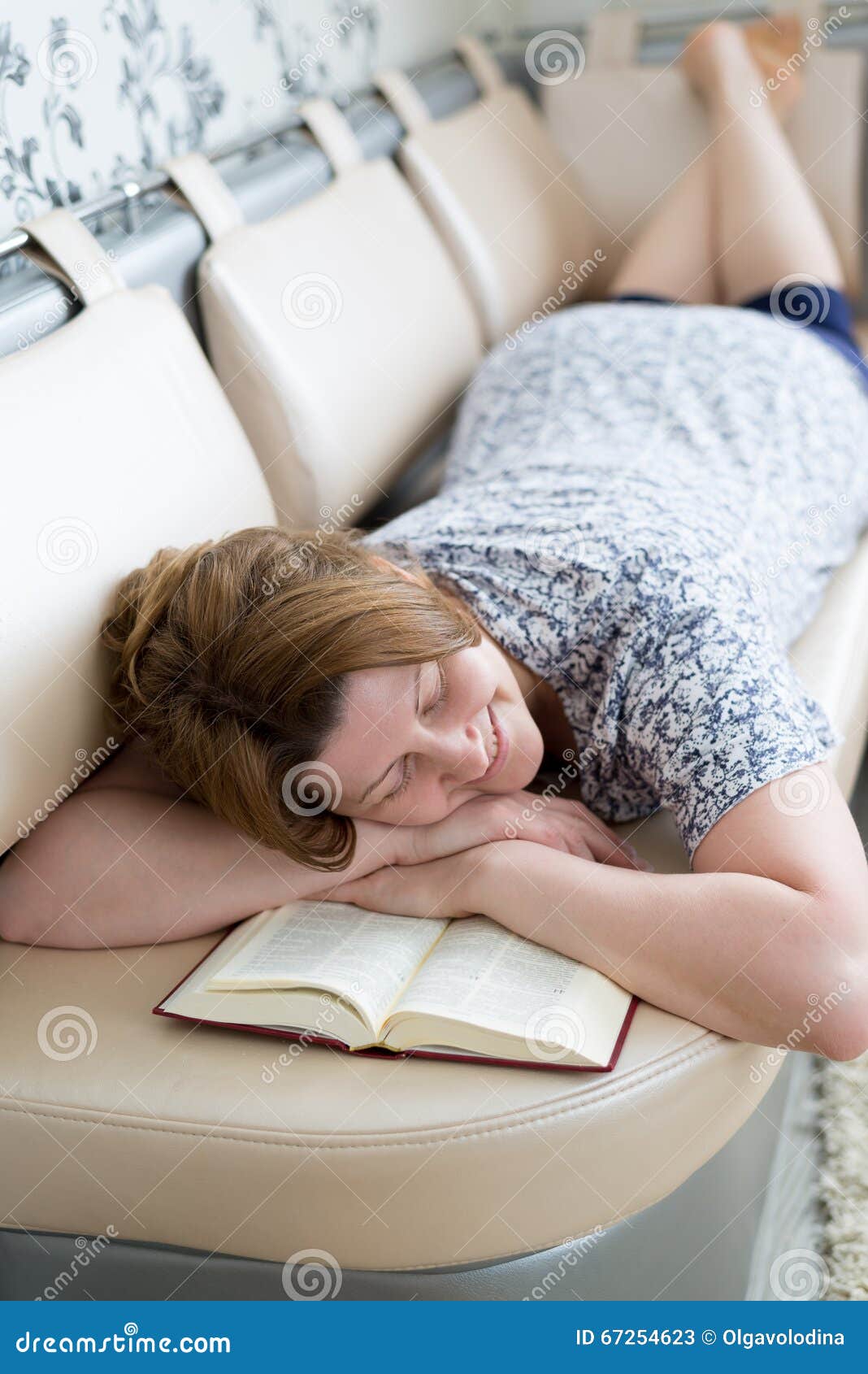 The Woman Fell Asleep while Reading Book Stock Image - Image of life ...
