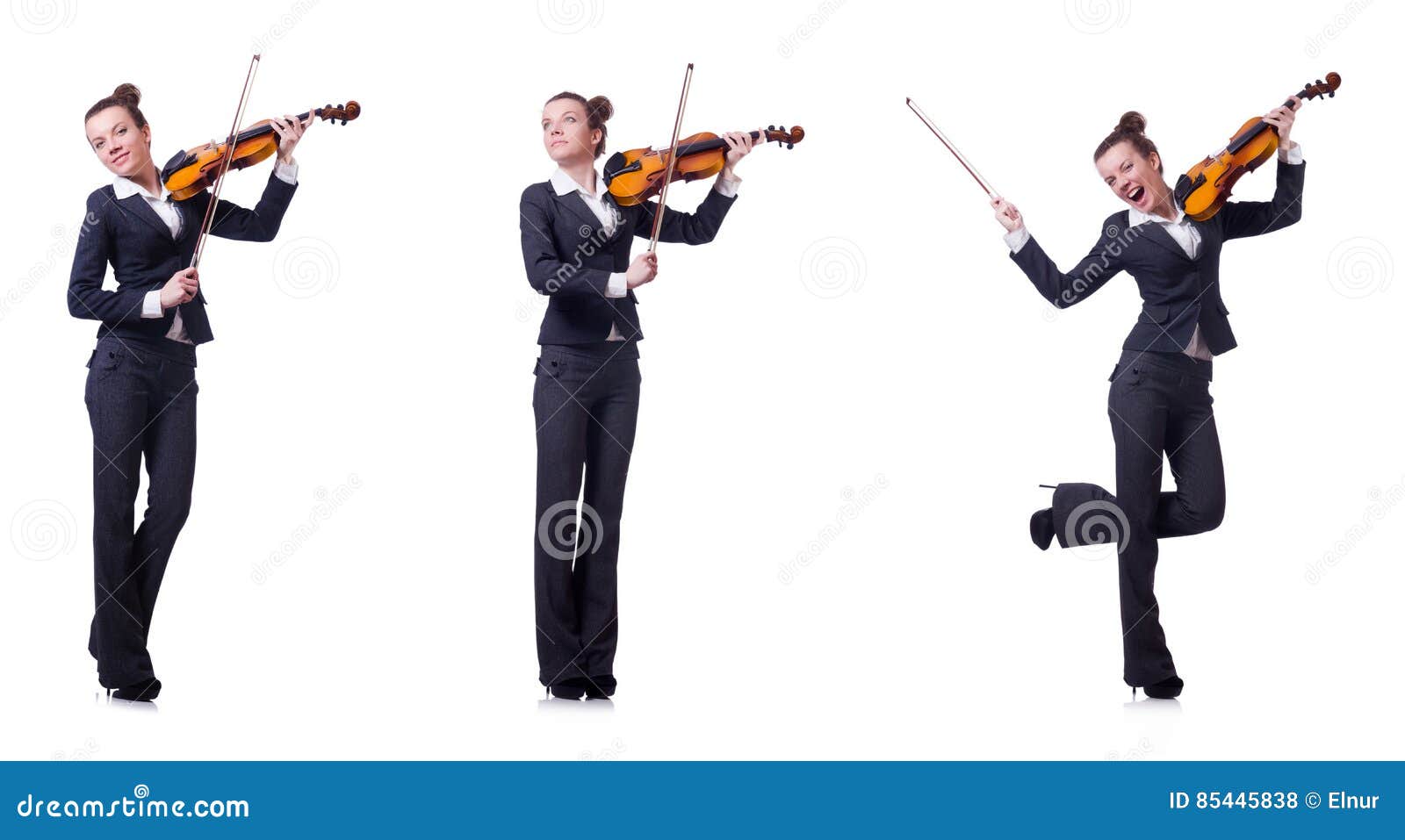 The Woman Fiddler Isolated on White Background Stock Photo - Image of ...