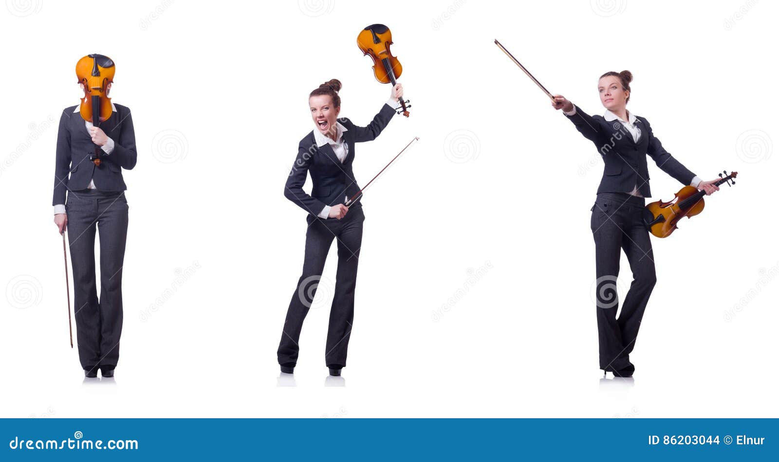 The Woman Fiddler Isolated on White Background Stock Photo - Image of ...