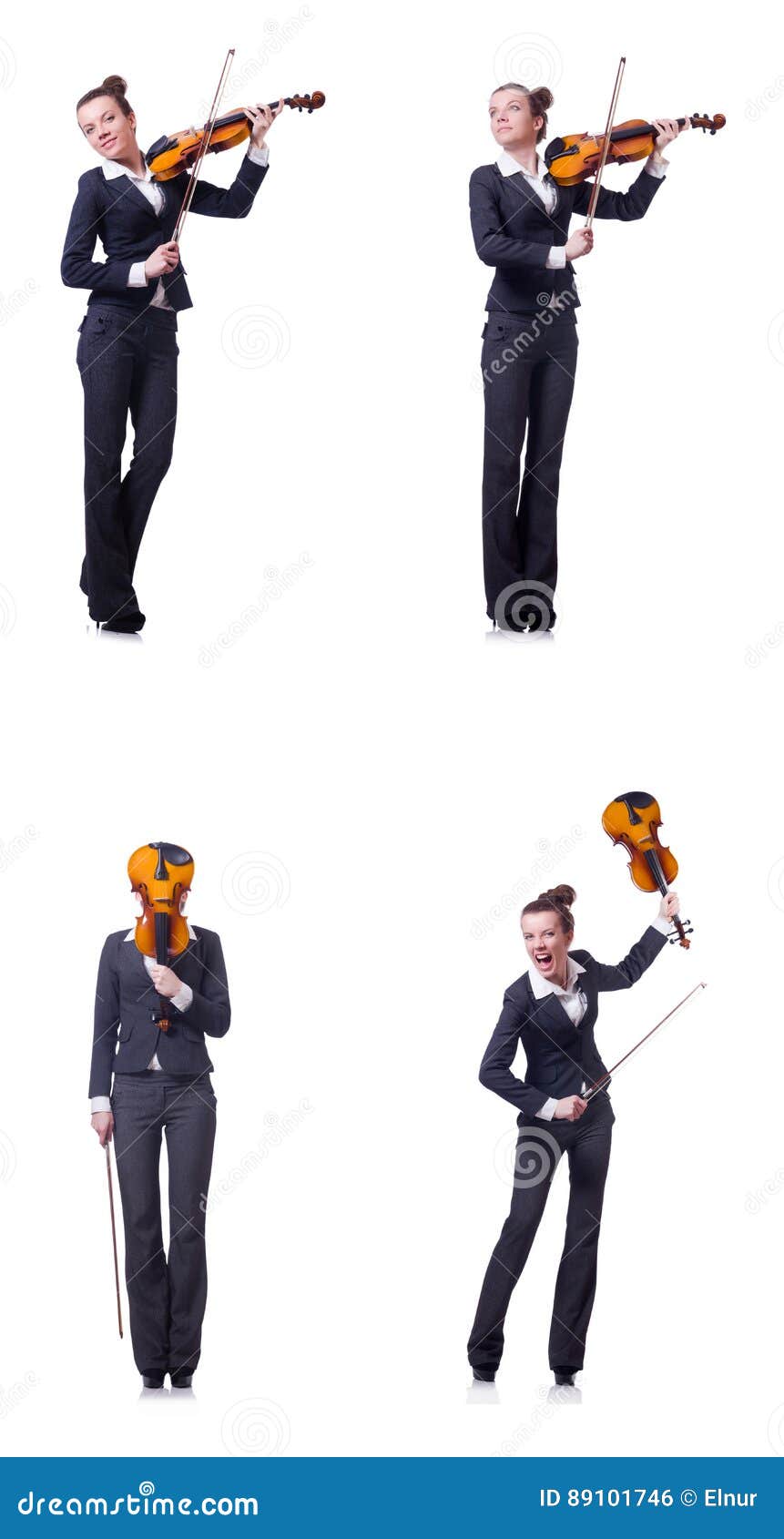 The Woman Fiddler Isolated on White Background Stock Photo - Image of ...