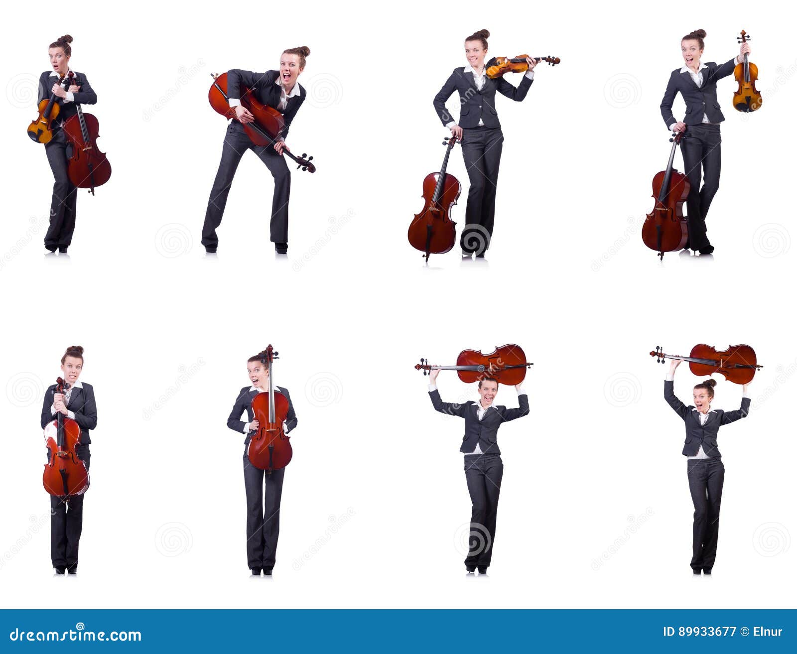 The Woman Fiddler Isolated on White Background Stock Image - Image of ...