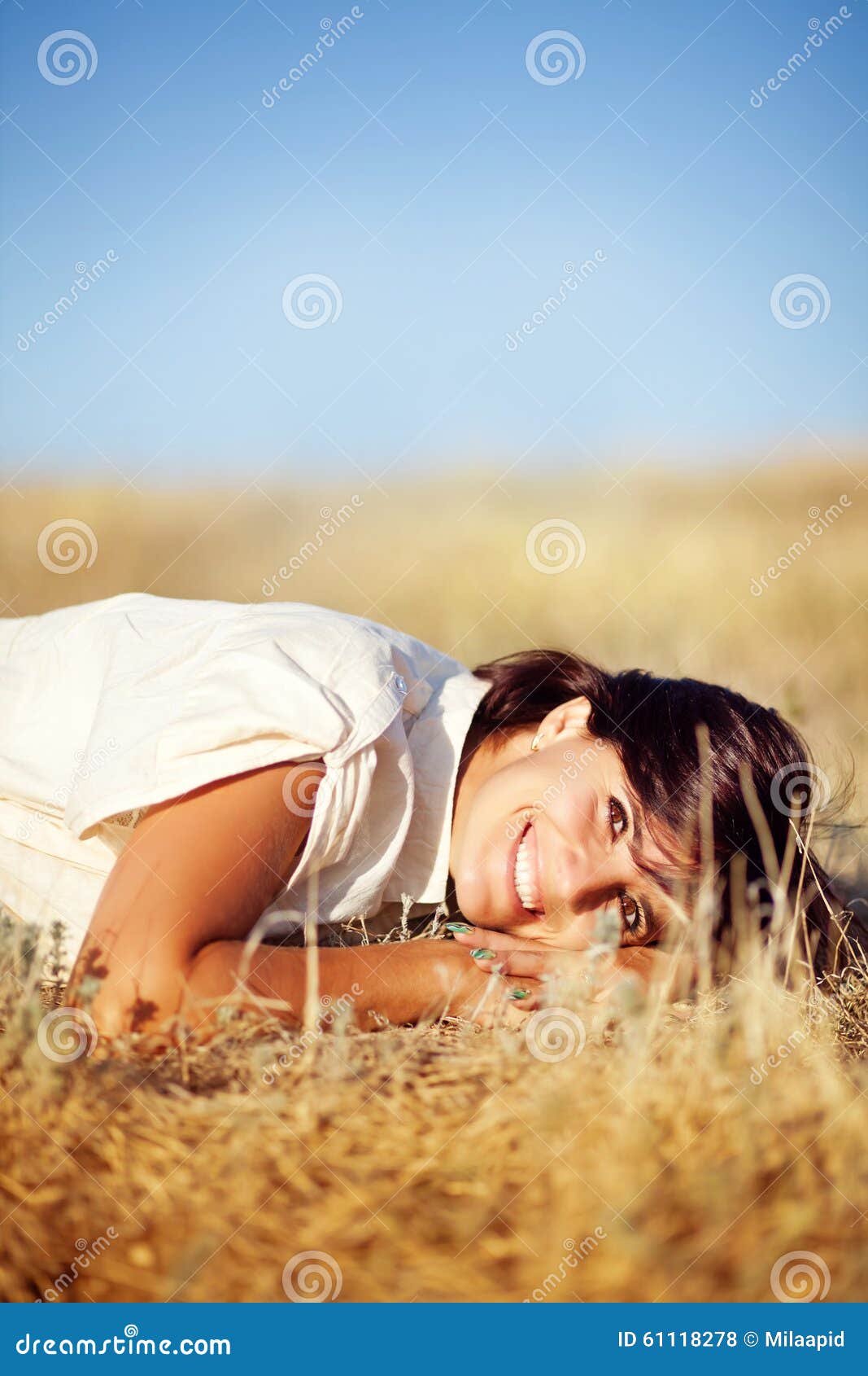 Woman in a field stock photo. Image of female, lady, field - 61118278