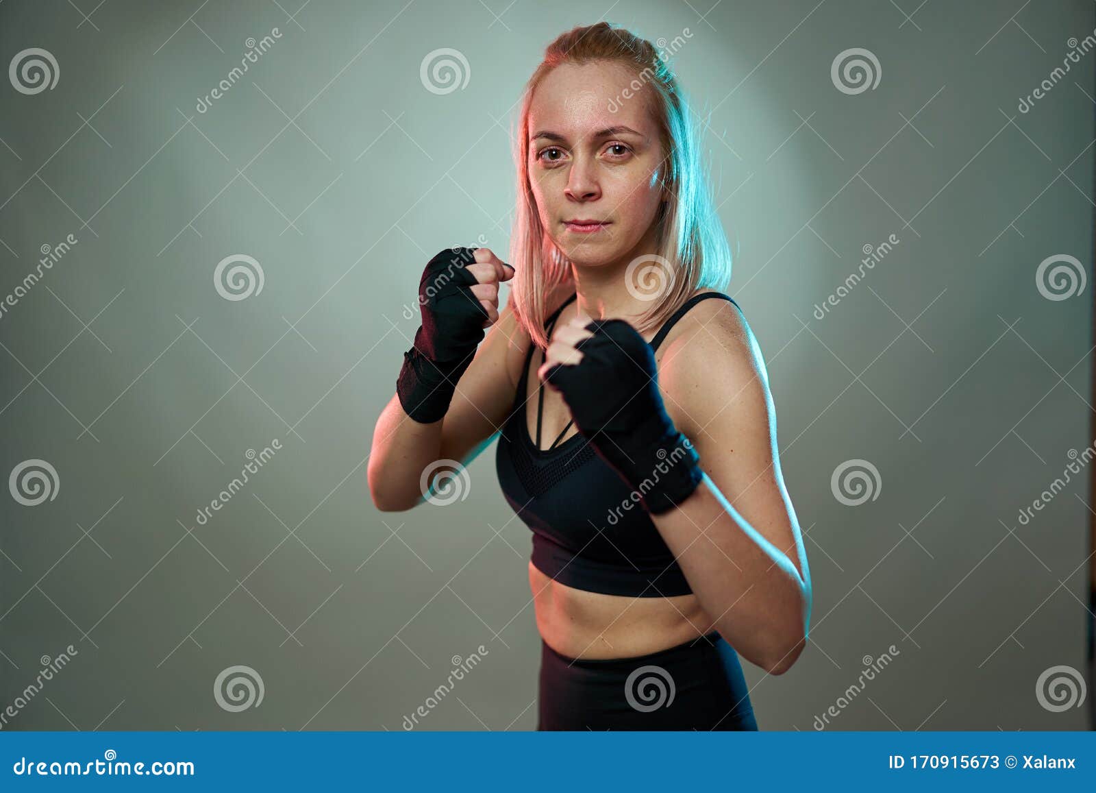 Woman doing shadow boxing stock image. Image of attractive - 170915673