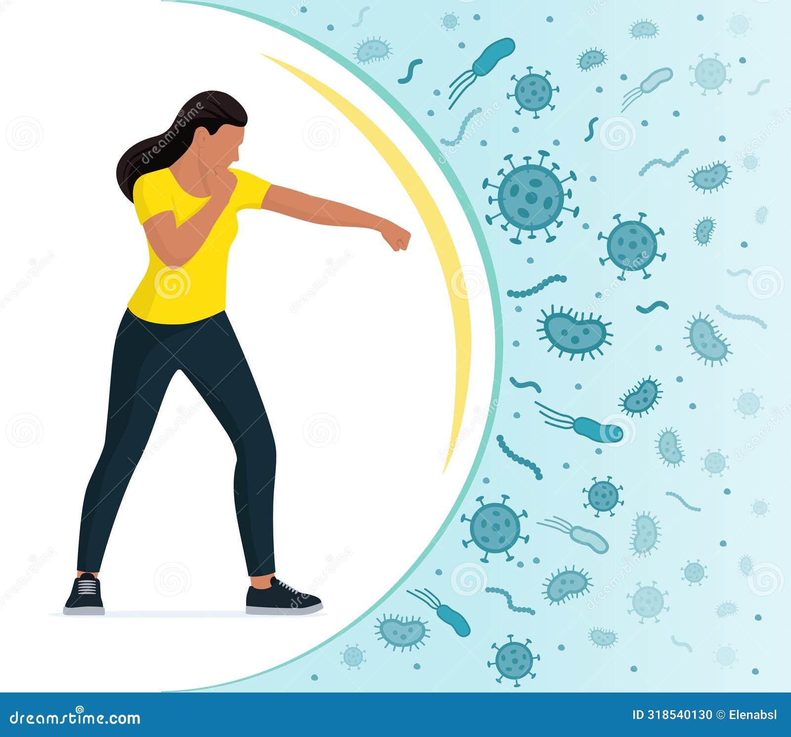 Woman Fighting Germs and Viruses Stock Vector - Illustration of illness ...