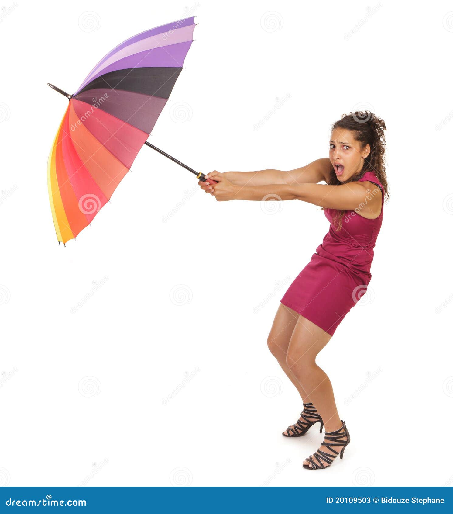 Woman fighting with wind stock image. Image of umbrella - 20109503