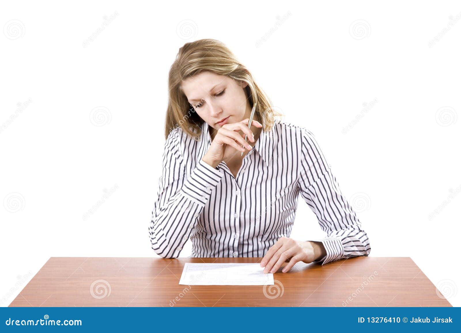 Woman filling the form stock photo. Image of attractive - 13276410