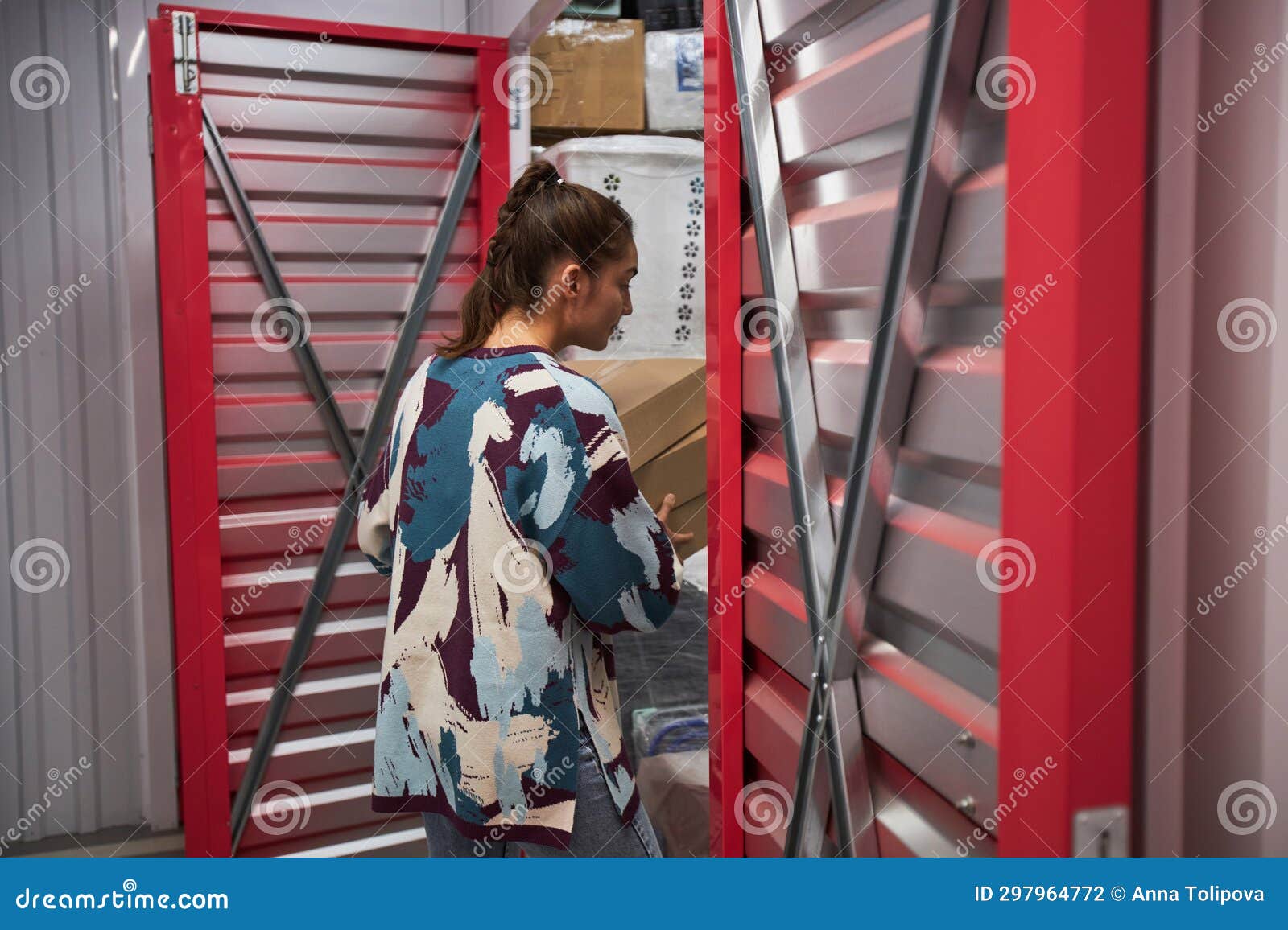 Woman Filling Self-Storage of Facility Unit Stock Photo - Image of ...