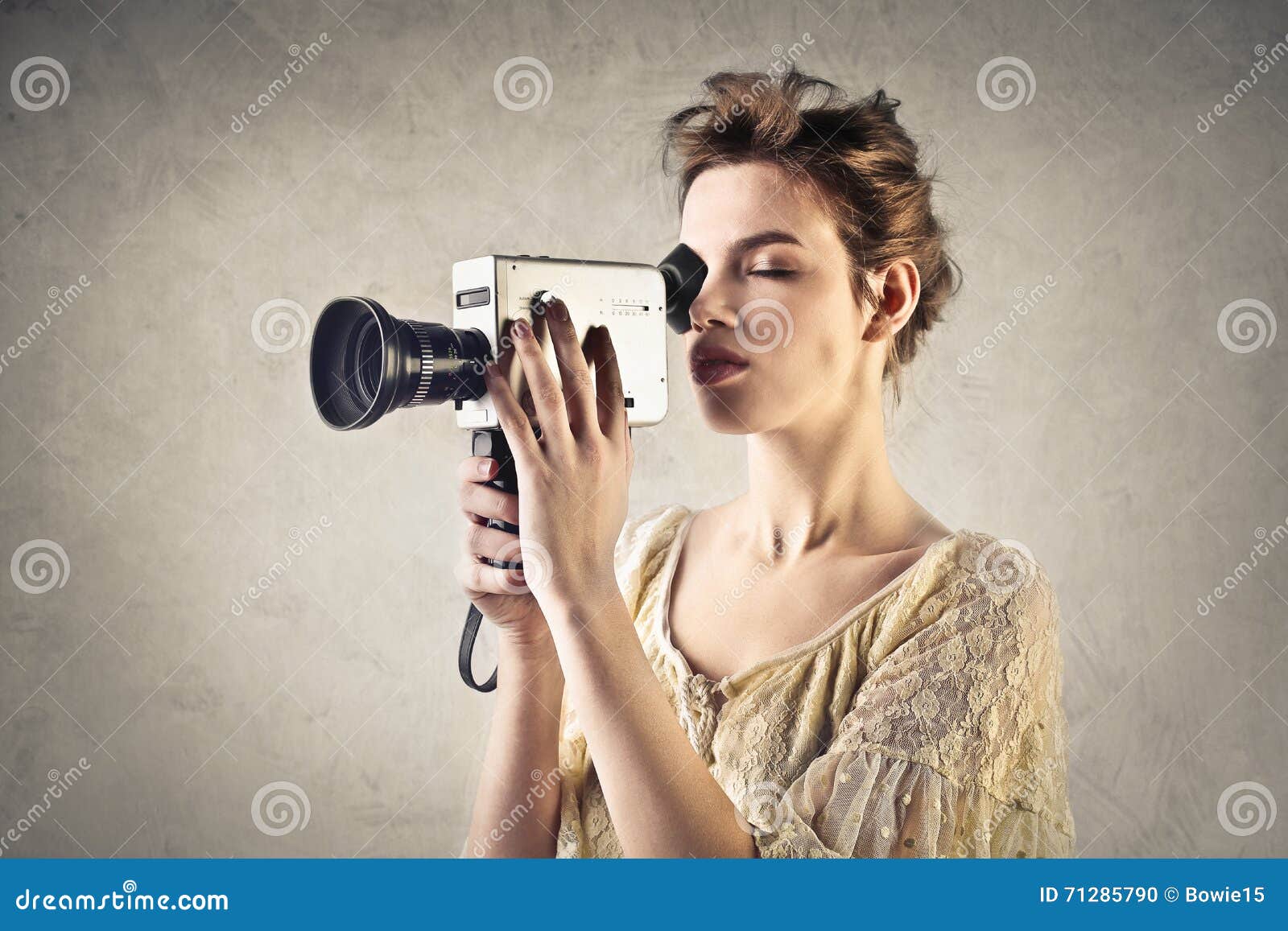 Woman filming stock photo. Image of portrait, record - 71285790