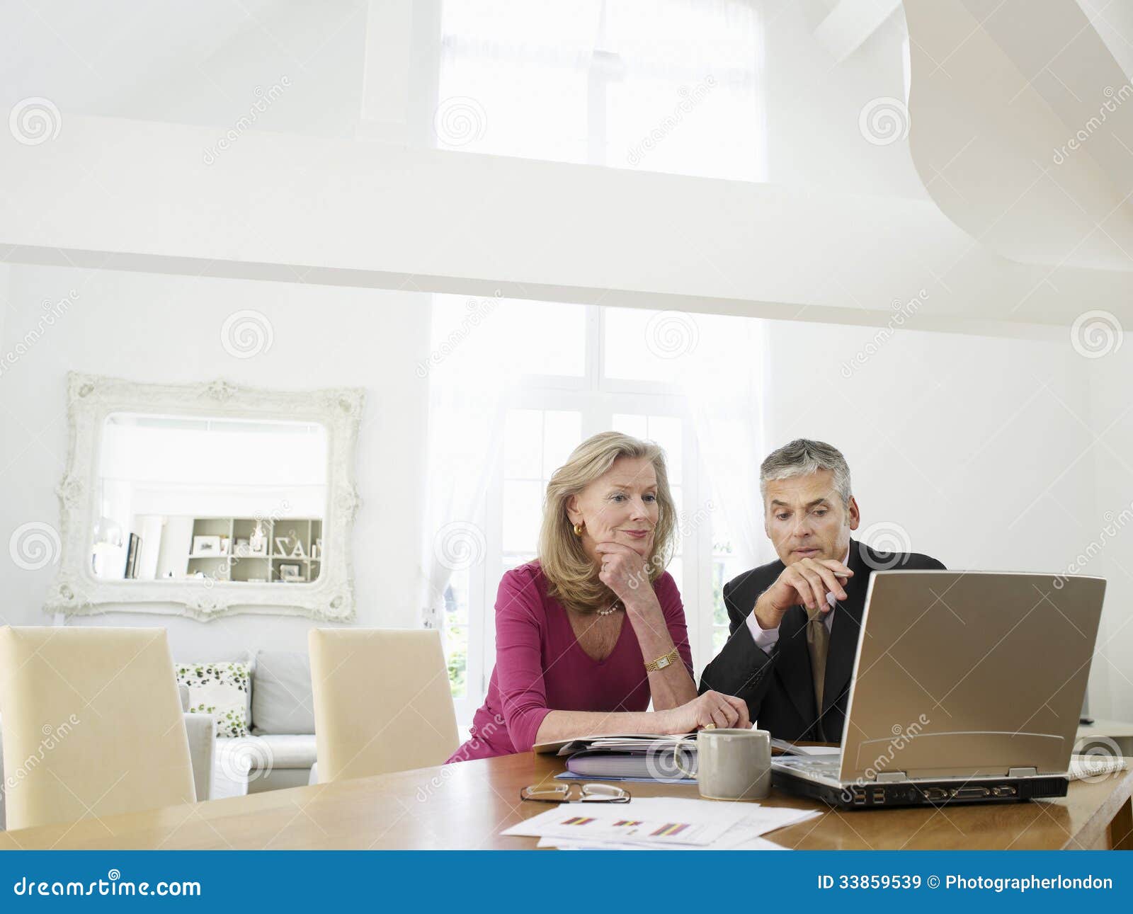 Woman with Financial Advisor at Table Stock Image - Image of explaining ...
