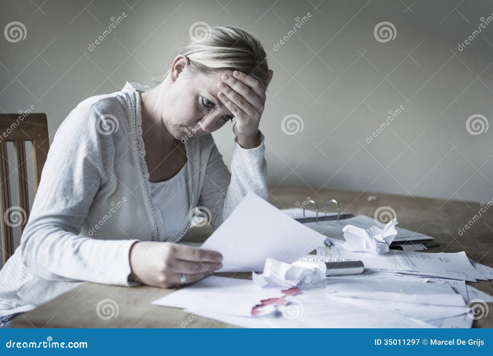 Woman in financial stress stock image. Image of expenses - 35011297
