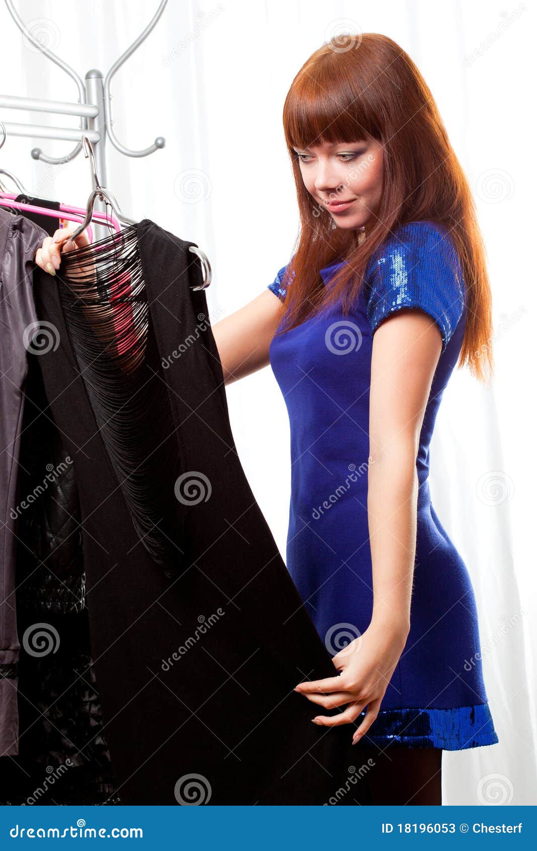 Woman Finding Clothes at Store Stock Image - Image of adult, girl: 18196053