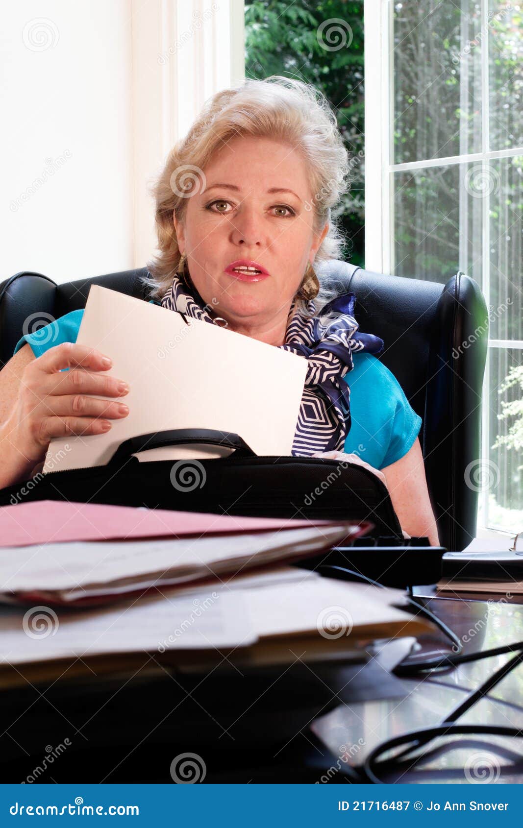 Woman Finding the Right Papers Stock Image - Image of papers, paperwork ...