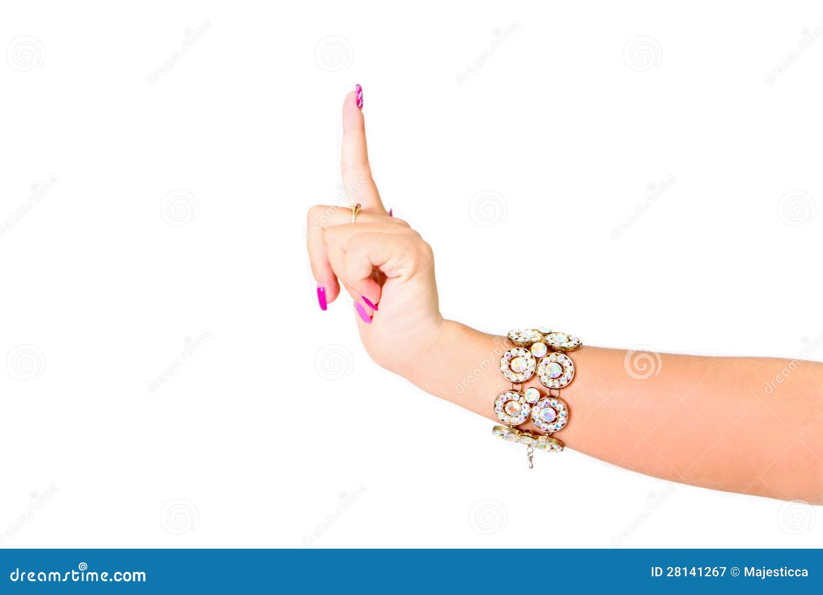 Woman Finger Point Isolated White Background Stock Image - Image of ...