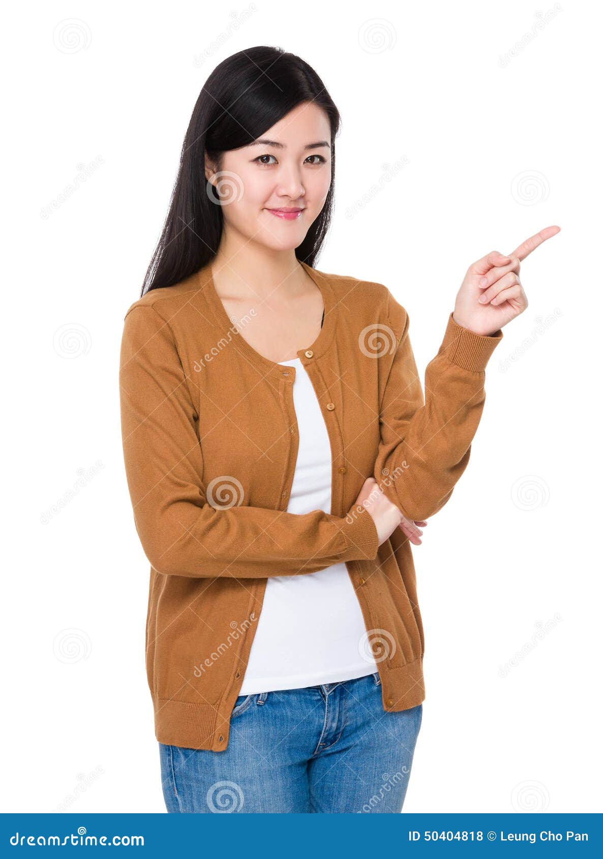 Woman with finger point up stock photo. Image of people - 50404818