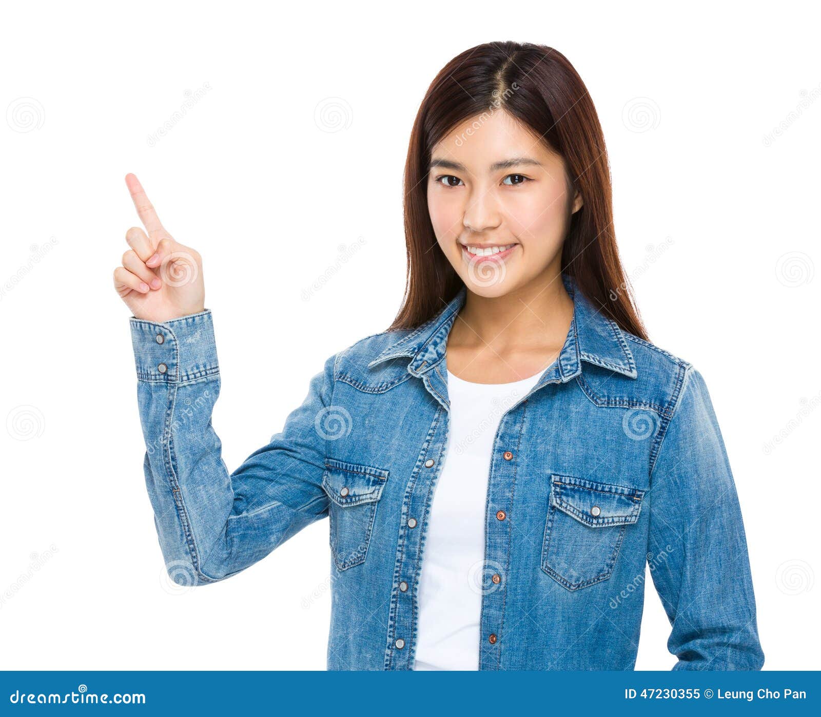 Woman with finger point up stock image. Image of finger - 47230355