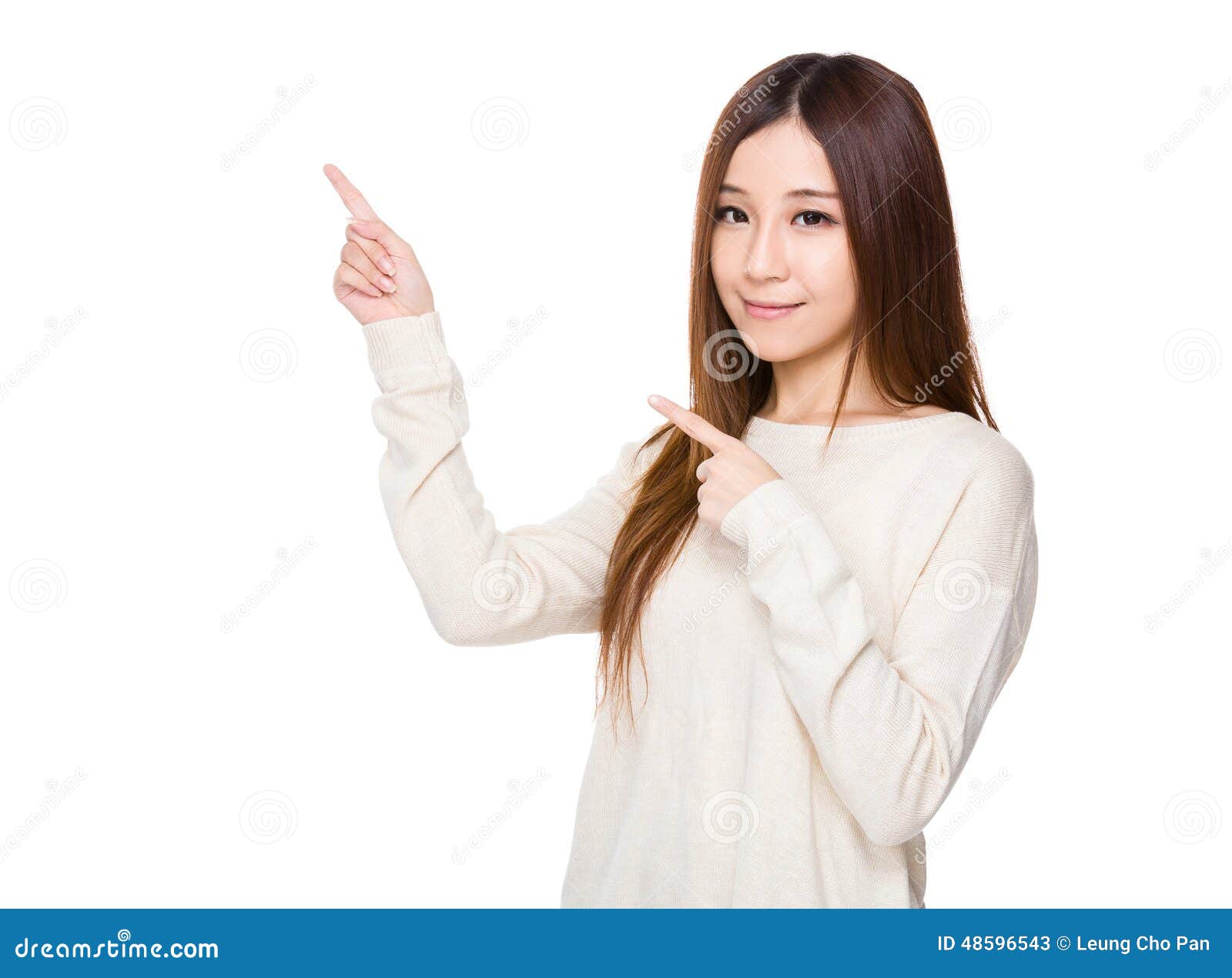 Woman with Finger Point Upwards Stock Image - Image of casual, person ...