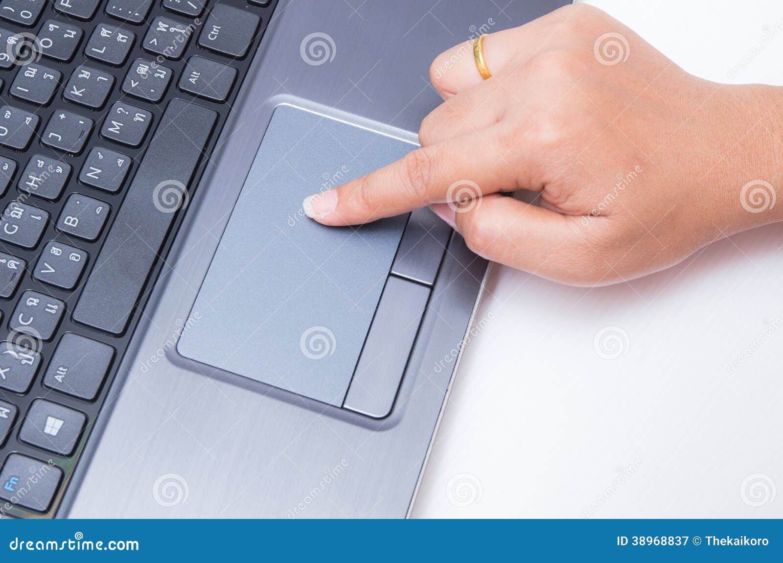 Woman Finger Touch on Laptop Editorial Photography - Image of ...