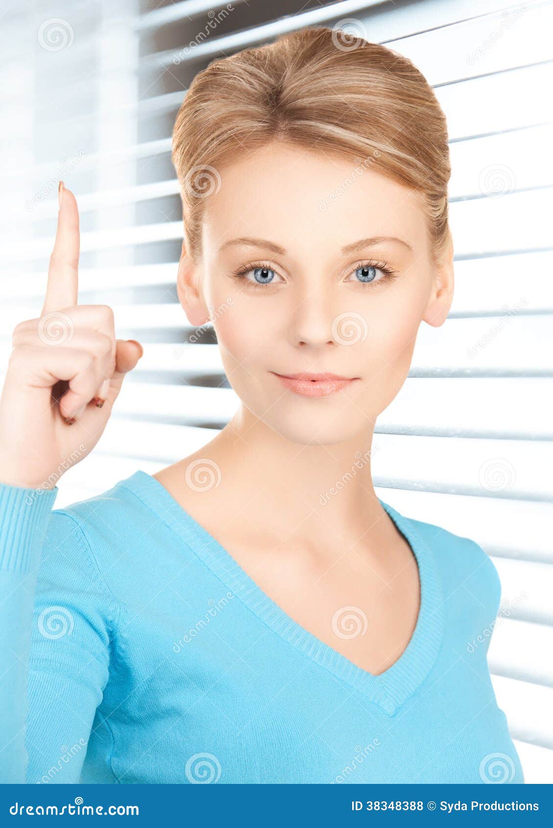 Woman with finger up stock photo. Image of idea, caucasian - 38348388