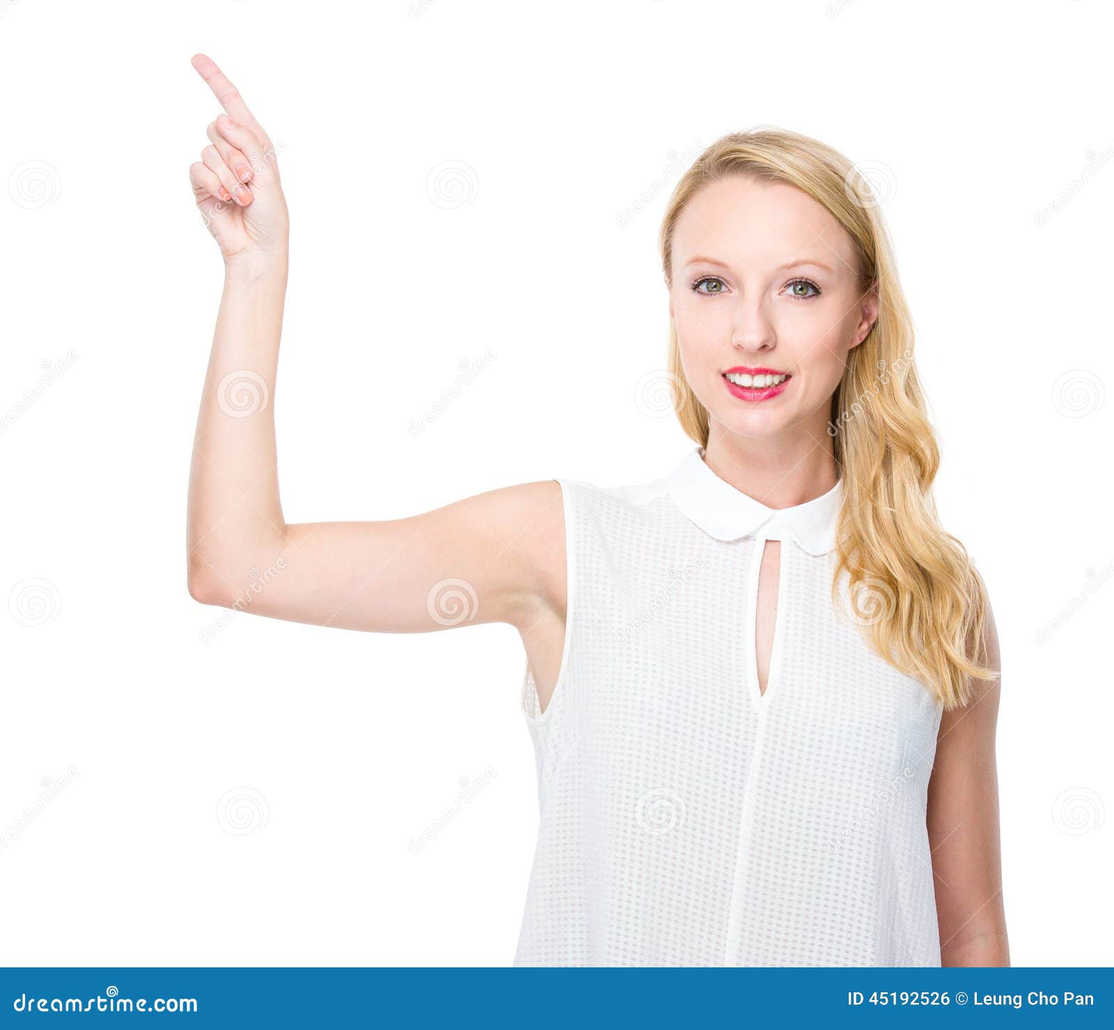 Woman with finger up stock photo. Image of point, lady - 45192526