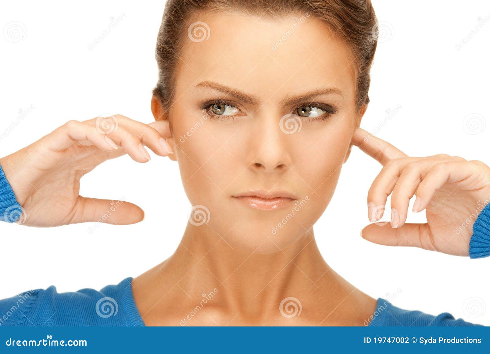 Woman with fingers in ears stock photo. Image of beautiful - 19747002