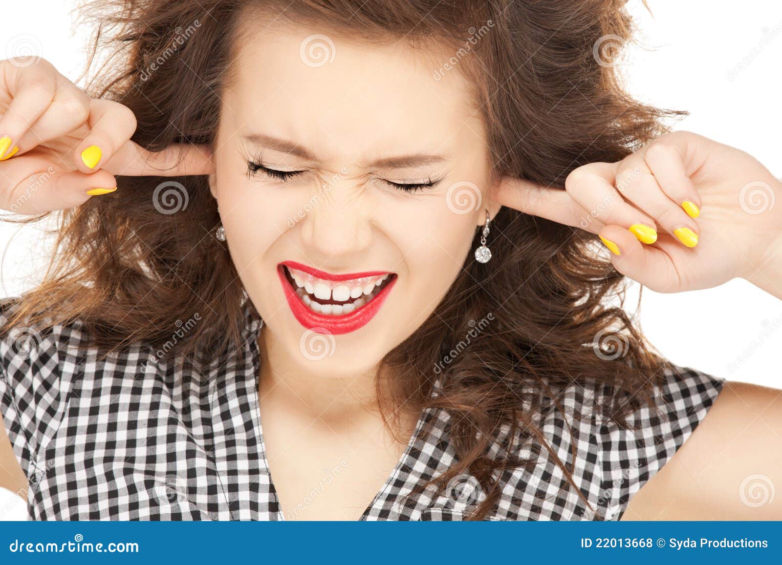 Woman with fingers in ears stock photo. Image of girl - 22013668