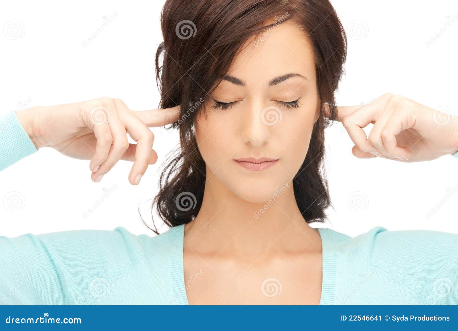 Woman with fingers in ears stock image. Image of closing - 22546641