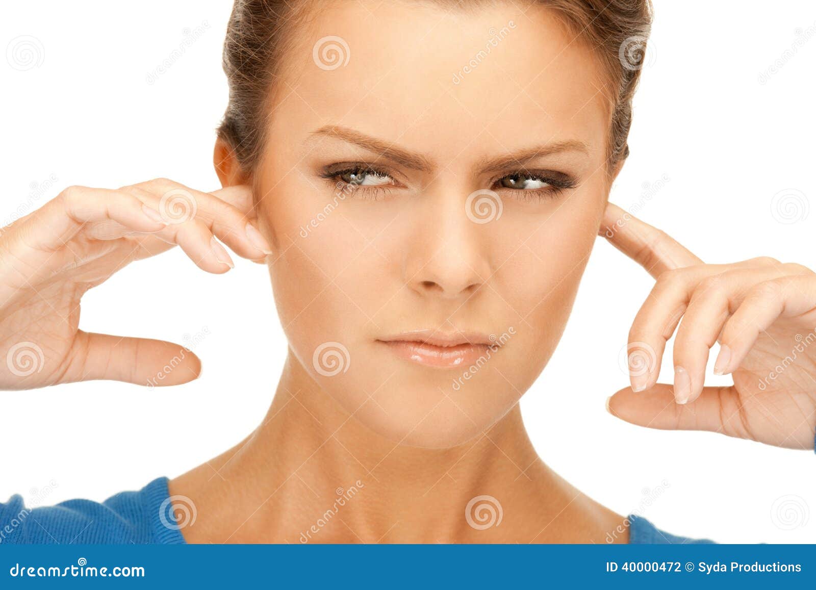 Woman with fingers in ears stock photo. Image of lady - 40000472