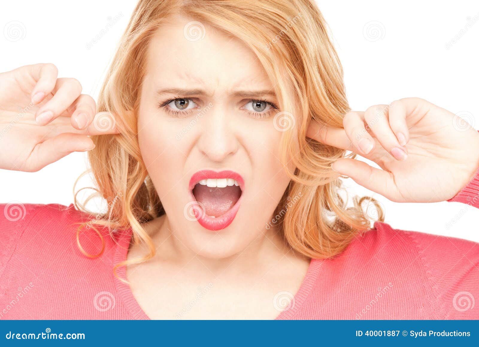Woman with fingers in ears stock image. Image of gesture - 40001887
