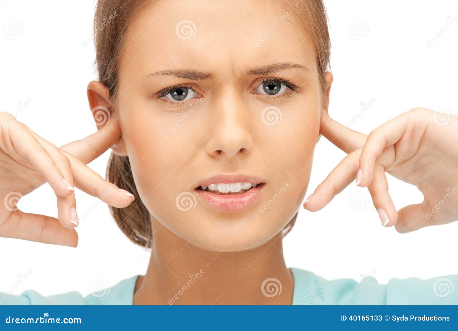 Woman with fingers in ears stock image. Image of despair - 40165133
