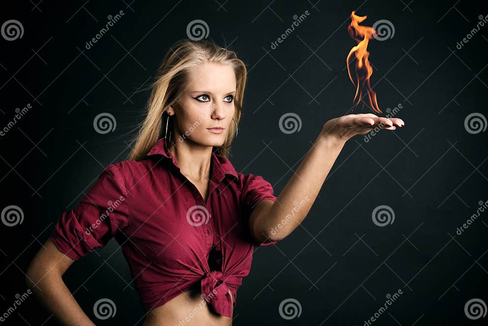 Woman with fire stock image. Image of glitter, divine - 22657929