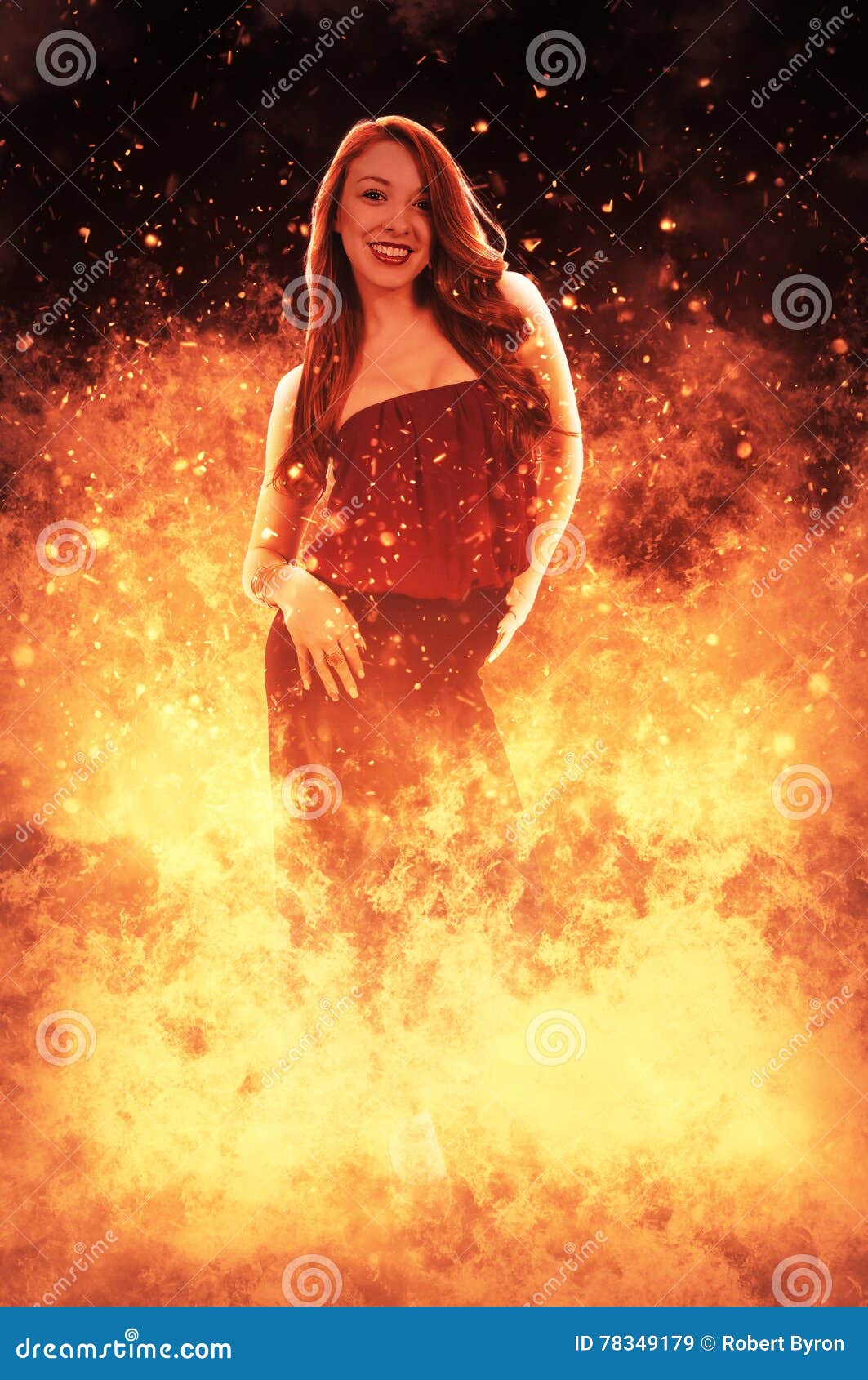 Woman on Fire stock illustration. Illustration of blaze - 78349179