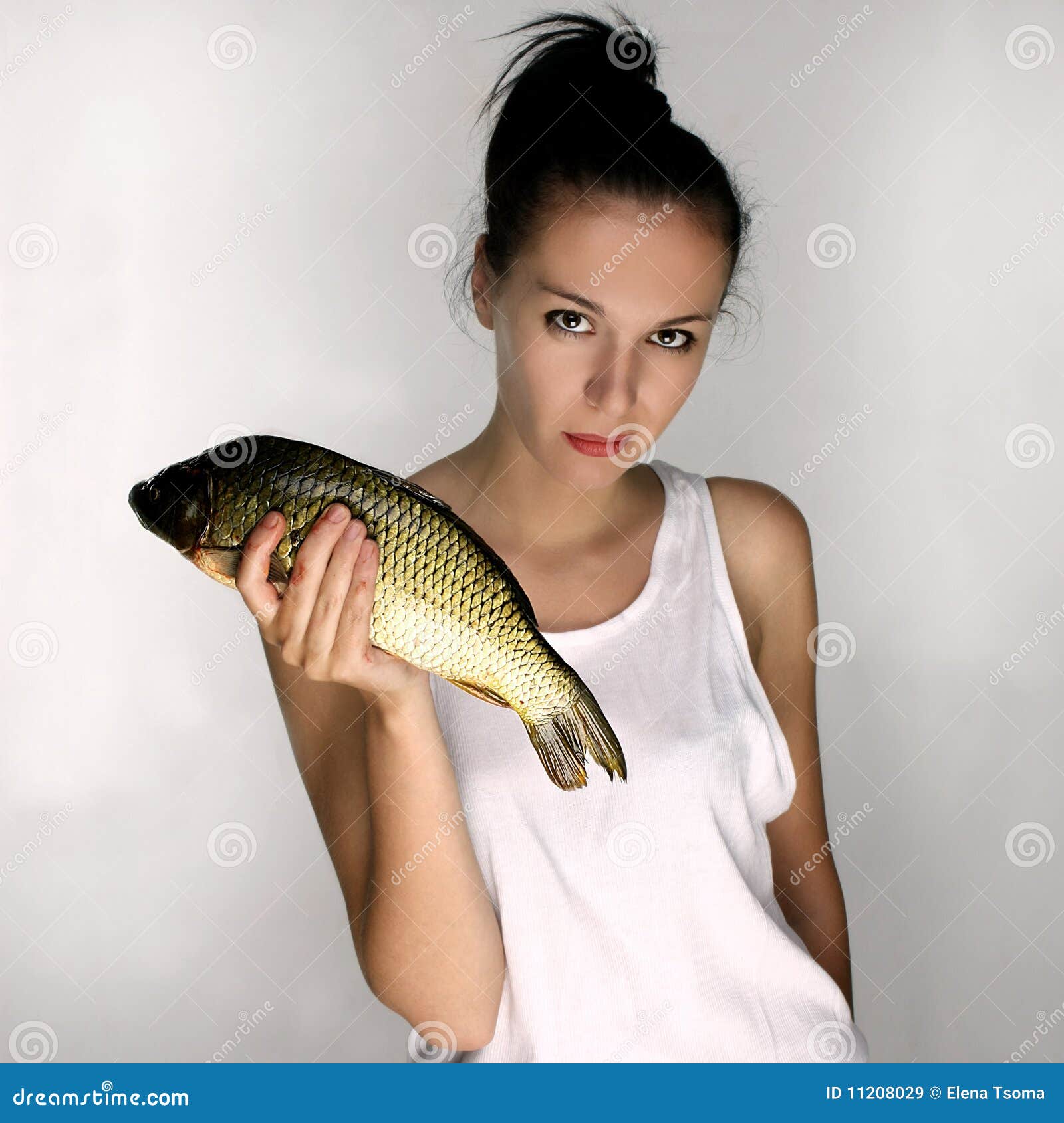 Woman with fish stock image. Image of face, scale, portrait - 11208029