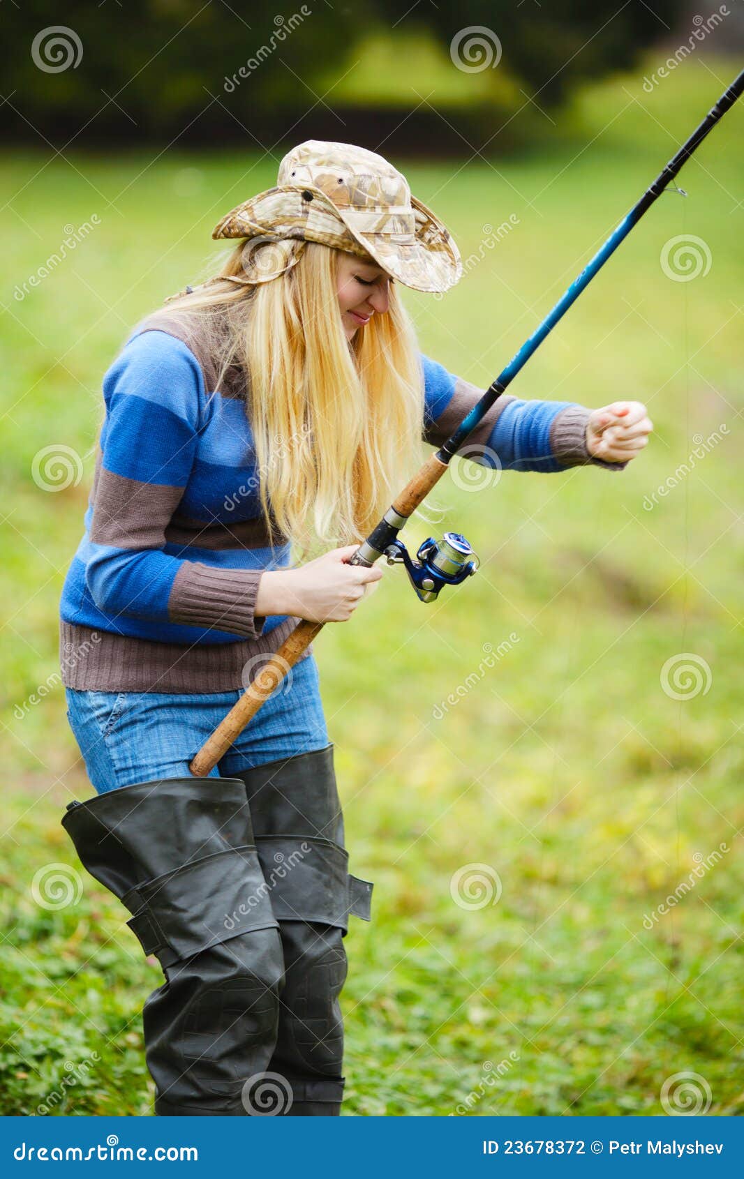 Woman Fishing stock photo. Image of fisherwoman, autumn - 23678372