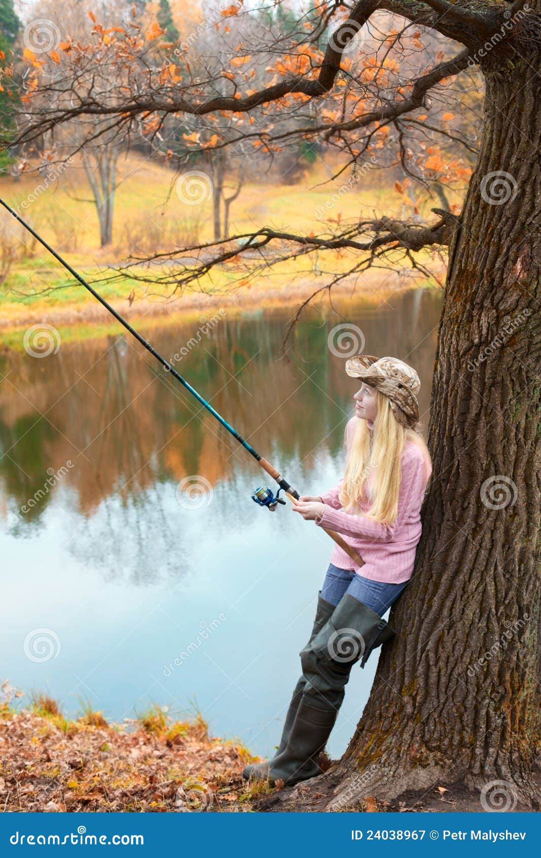 Woman Fishing stock image. Image of funny, fisherwoman - 24038967