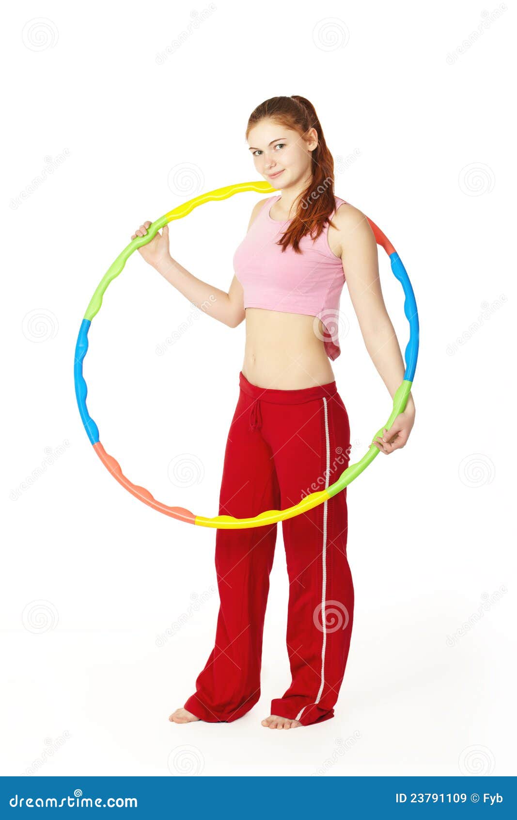 Woman Fitness Instructor Holding Hula Hoop Stock Image - Image of adult ...