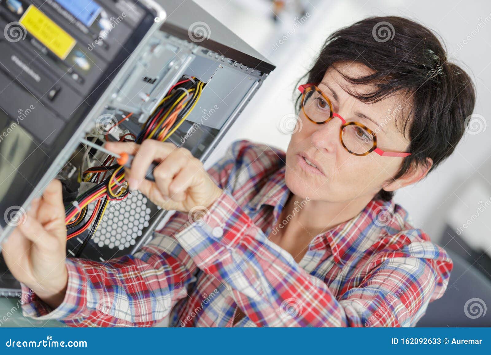 Woman Fix Pc Component in Service Center Stock Image - Image of ...