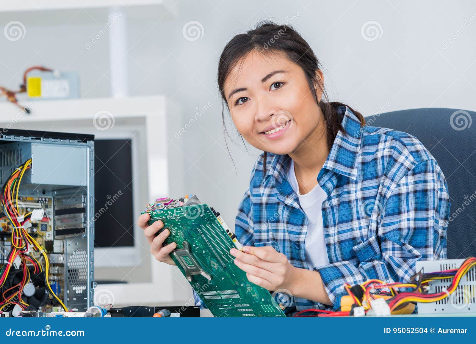 Woman Fixing Computer Hard Drive Stock Photo - Image of industry ...
