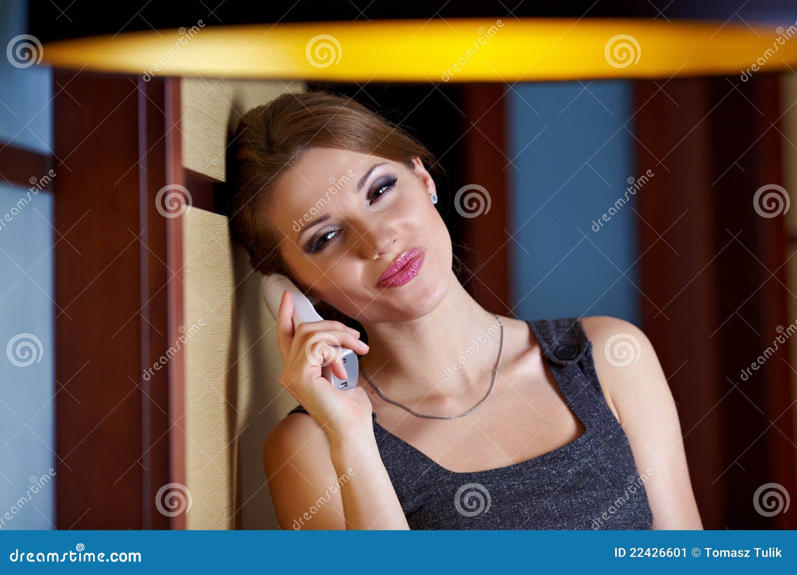 Woman Flirting and Chatting on the Phone Stock Image - Image of ...