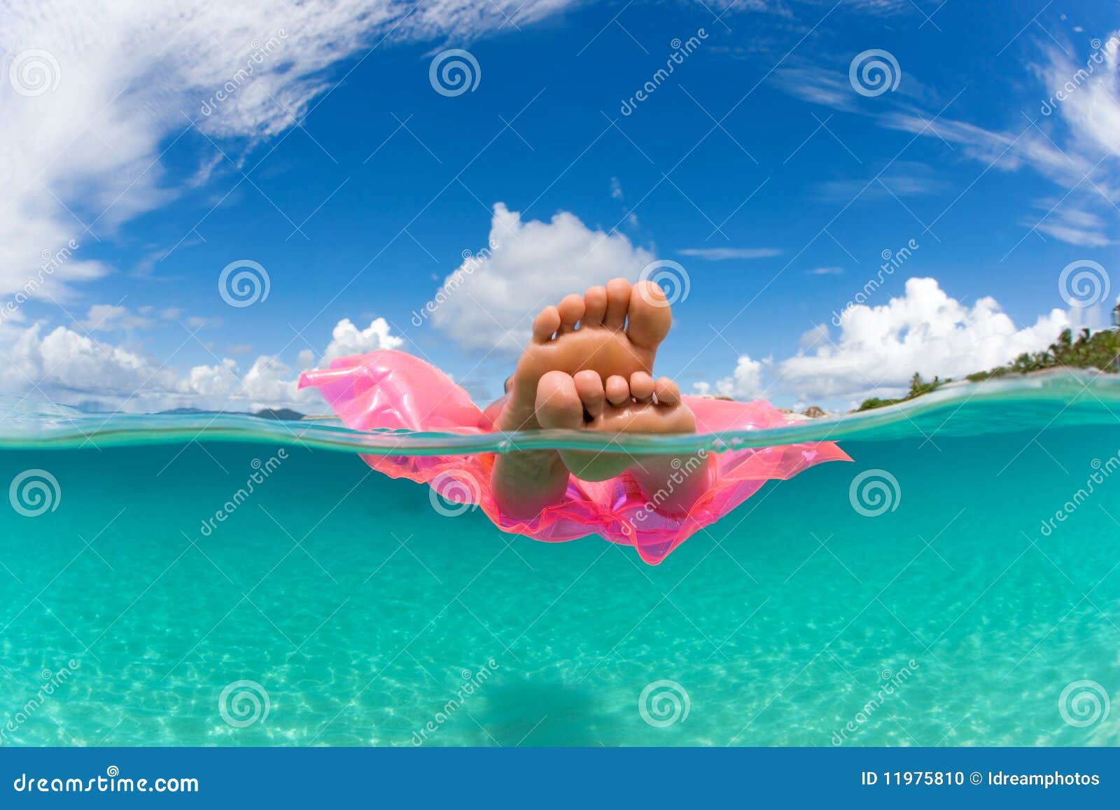 Woman Float Raft Tropical Water Stock Photo - Image of relaxing ...