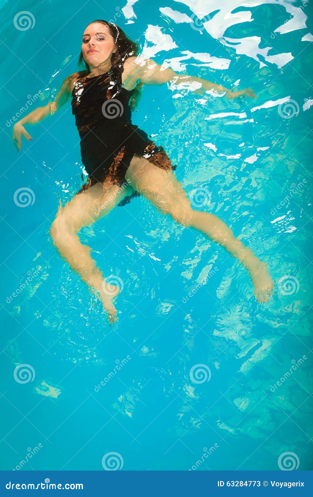 Woman Floating Relaxing In Swimming Pool Water Stock Image Image Of