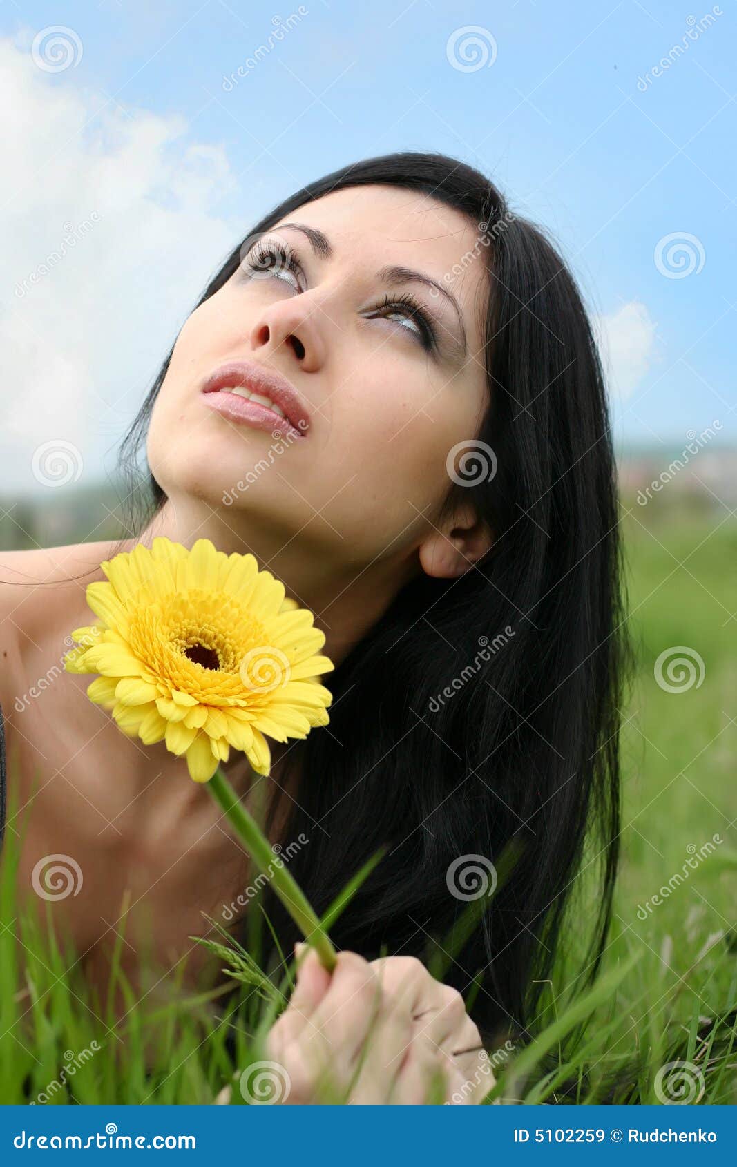 Woman with flower stock image. Image of stylish, brunette - 5102259