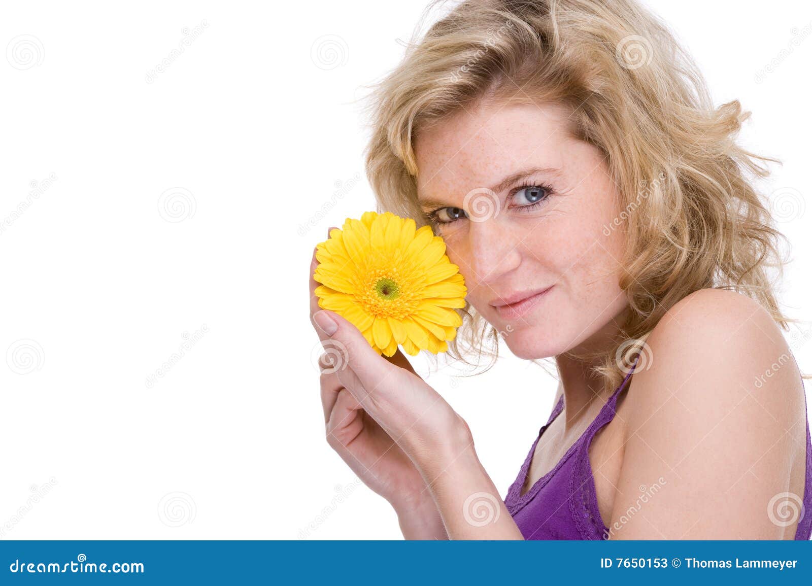 Woman with a flower stock image. Image of beauty, female - 7650153