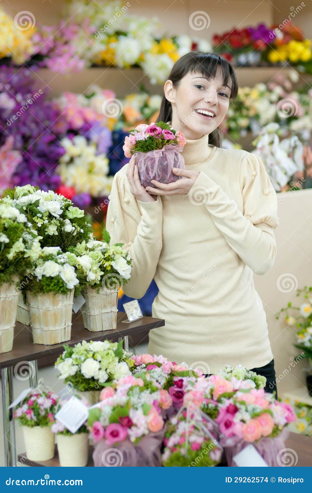 Woman in flower shop stock photo. Image of house, gardener - 29262574